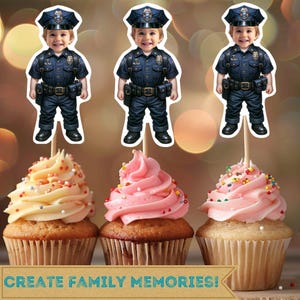 Police Officer Personalized Face Cupcake Toppers,police Cupcake Toppers ...
