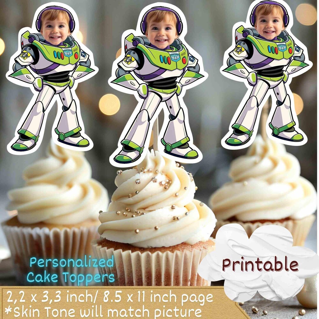 Buzz Lightyear Inspired Personalized Face Cupcake Toppers, Buzz ...