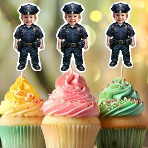 Police Officer Personalized Face Cupcake Toppers,police Cupcake Toppers ...