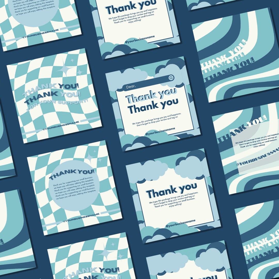 2 Editable Thank You Card Template - Retro Theme + 1 Free Template! - Etsy