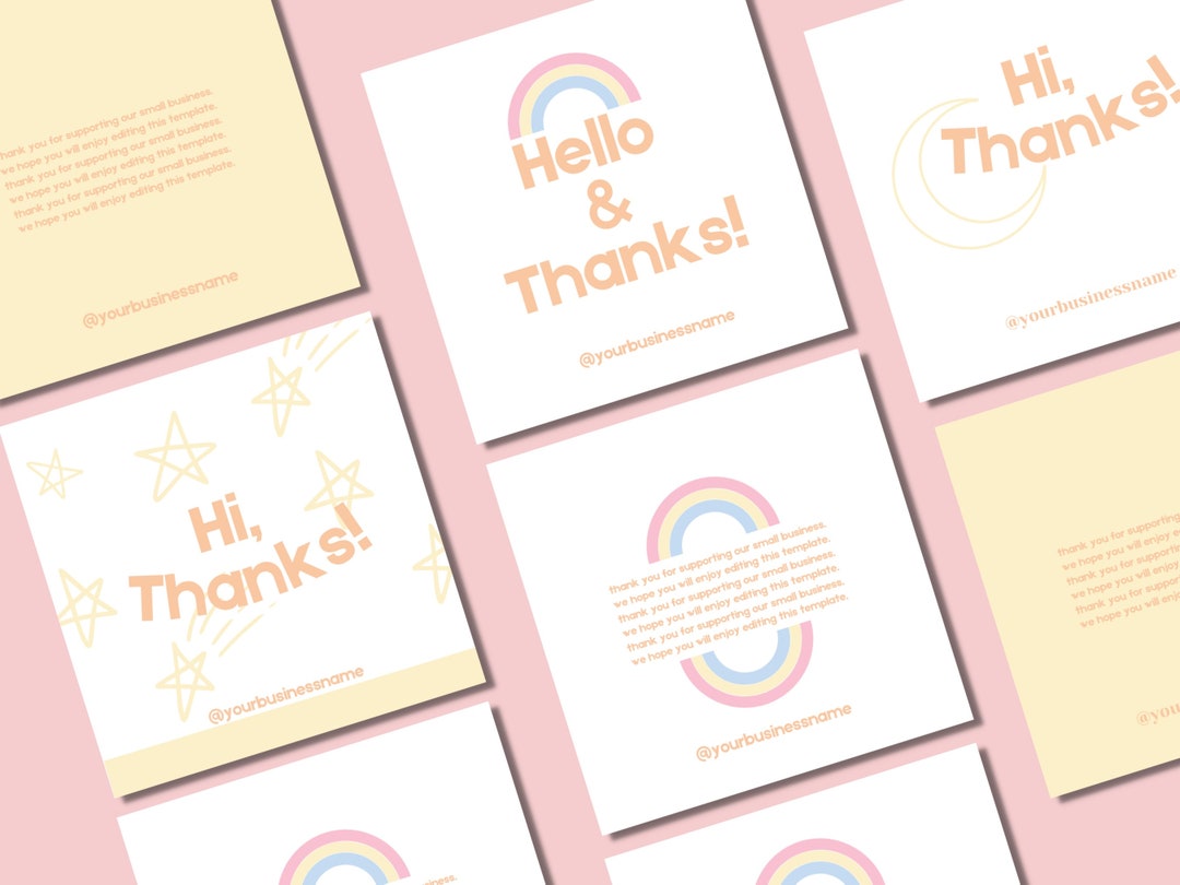 2 Editable Thank You Card Template - Pastel Theme + 1 Free Template! - Etsy