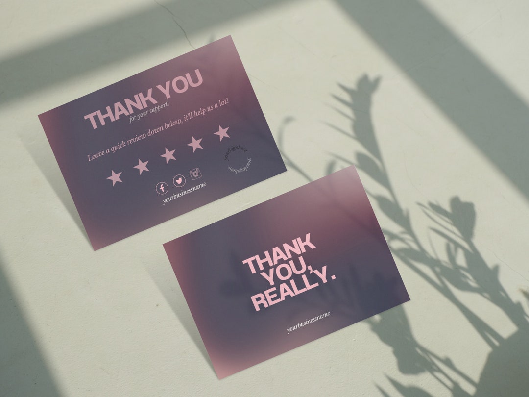 Editable Gradient Minimal Thank You Card, Business Insert Card Easy to ...