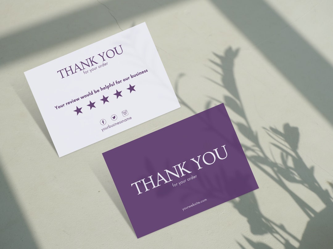 4 Editable Luxury Minimal Thank You Card, Business Insert Card, Loyalty ...