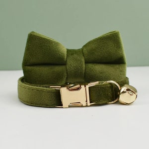 Luxury Velvet Cat Collar Bowtie Set: Personalized Kitten Collar Leash ...