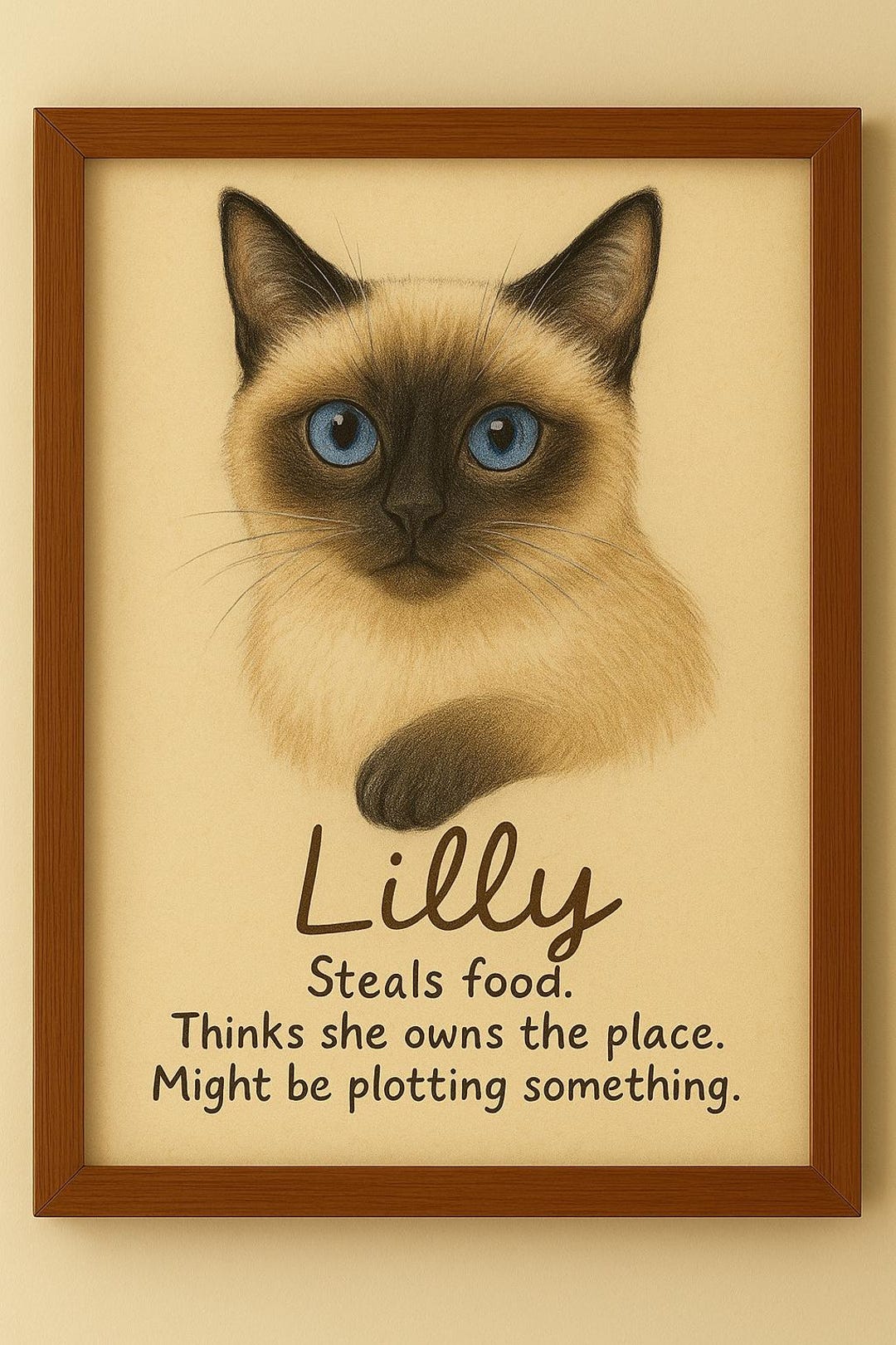 Custom Cat Portrait Cute Cat Poster Personalized Badly Drawn Pet Cat ...
