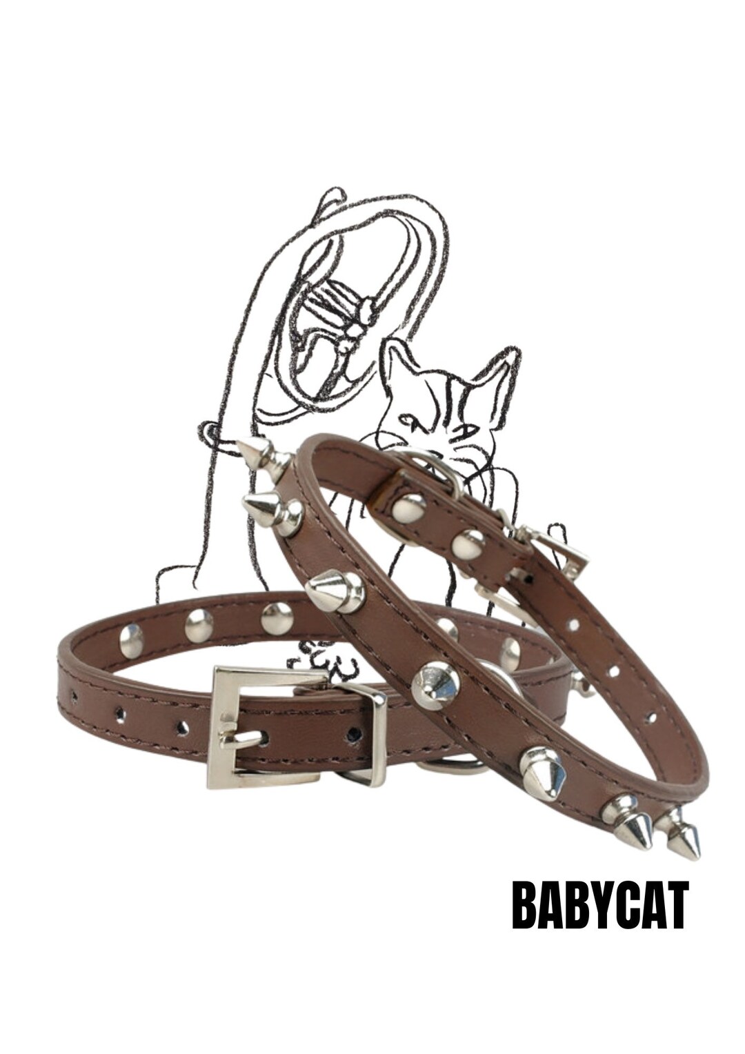 Spiked Studded Cat Collar, Small Dog Collar, Adjustable Cat Collar ...