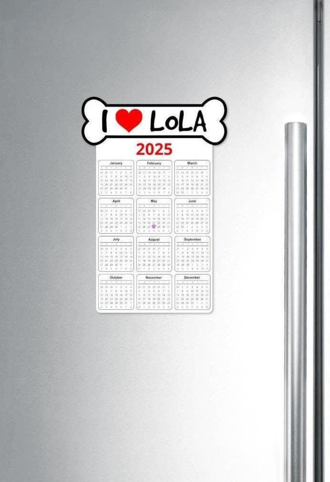 Personalized Dog Bone Calendar Magnet, Custom Dog Bone Magnet With ...