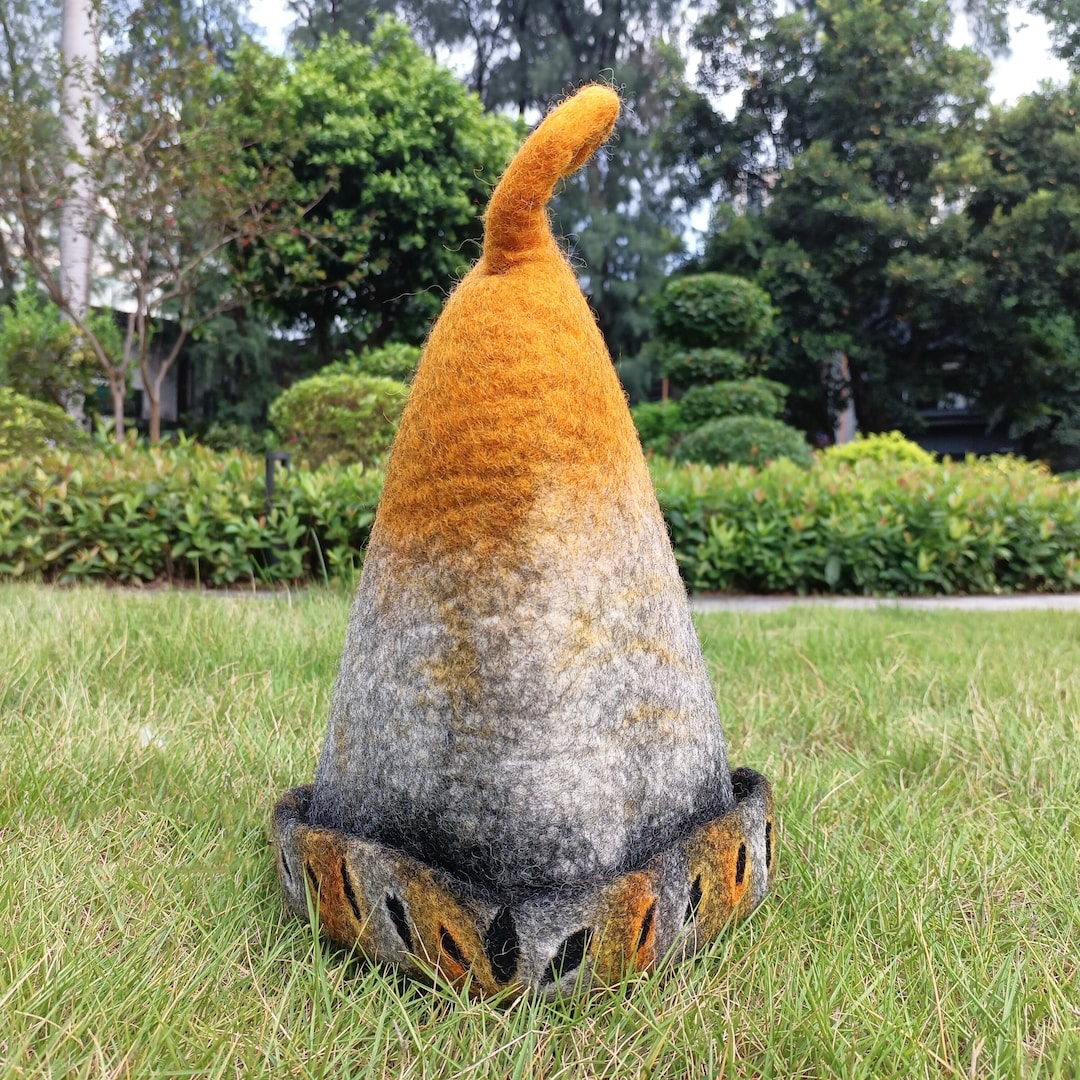 Witch Hat Wizard Hat Black Yellow Hat Handmade Felted Wool - Etsy