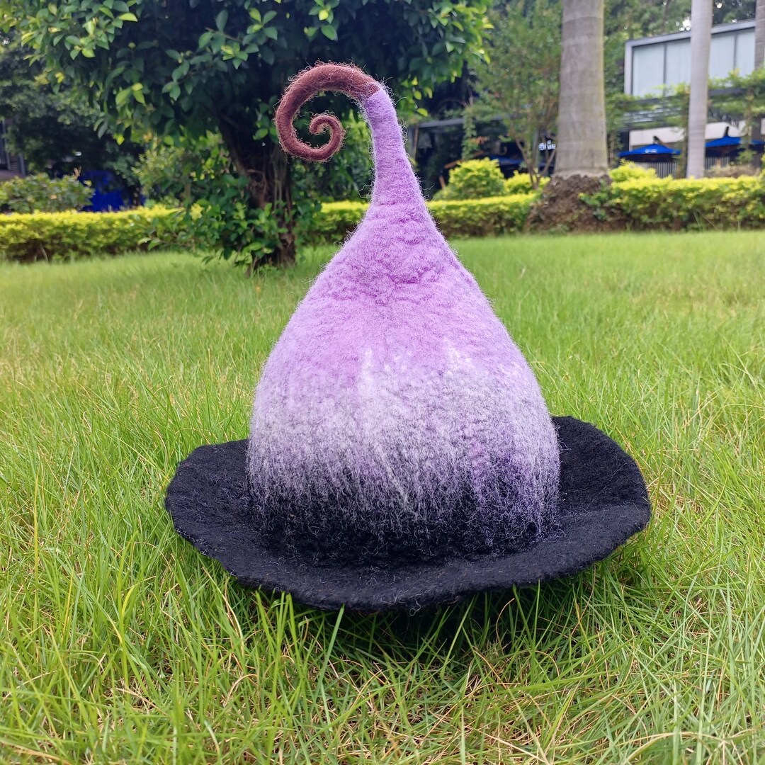 Gradient Black Purple Wool Hat Wool Wizard Hat Handmade Wool - Etsy