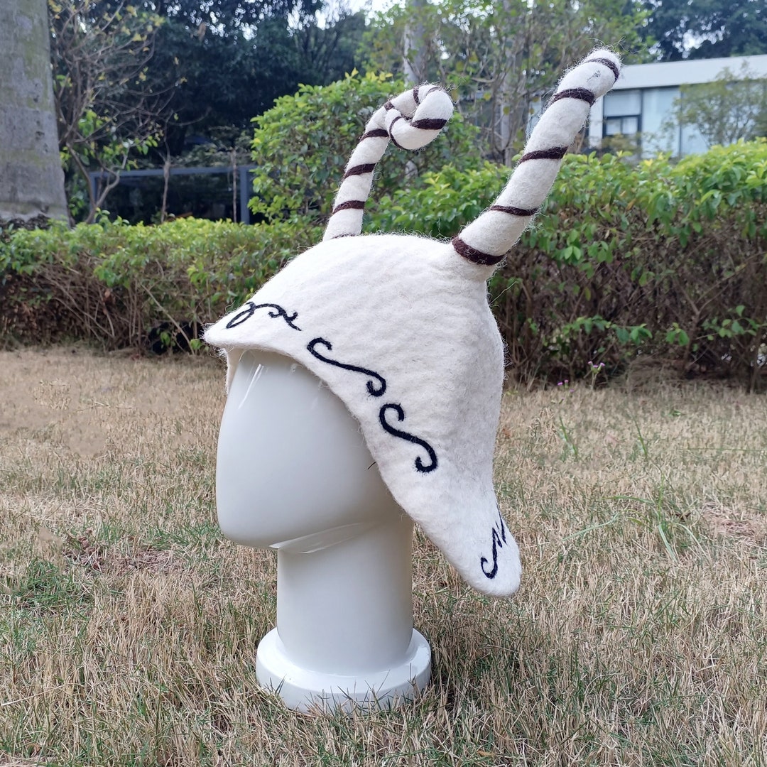 Sheep Wool Hat, 2 Horns Wool Hat, Cartoon Wool Hat, Handmade Wool Hat ...