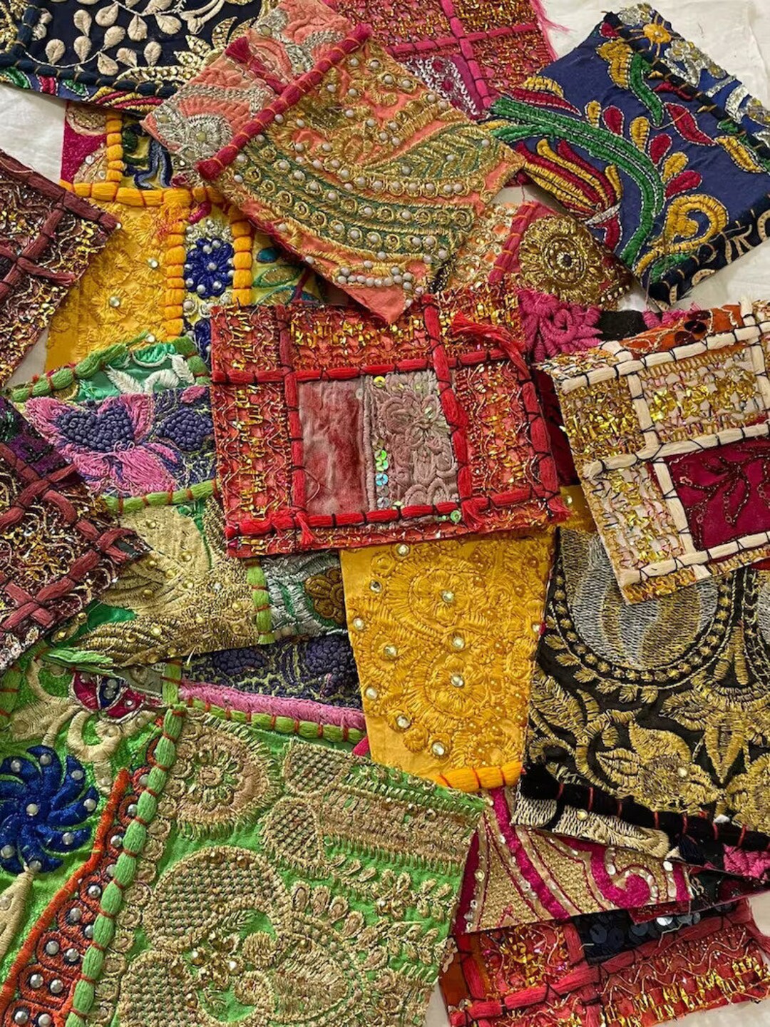 Recycle Fabric Scrap Sari Snippets Boho Junk Journal Indian Sari Fabric ...