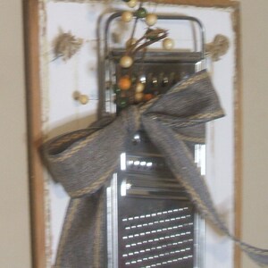 Old Farmhouse Repurposed Door Panel Kitchen Wall Hanging Cheese Grater ...