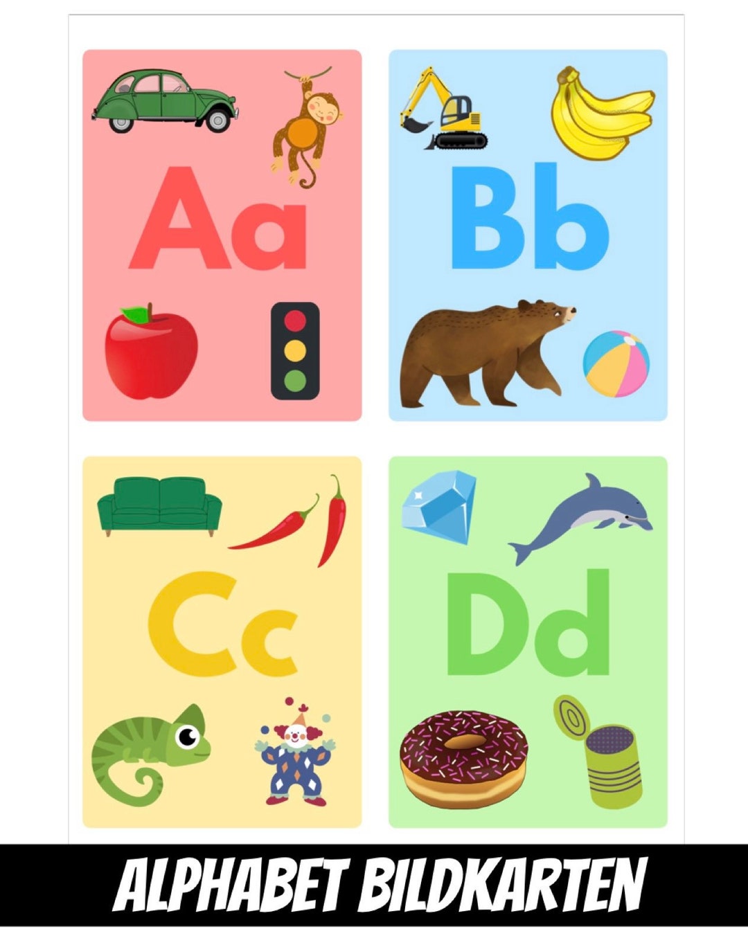Flash Cards Alphabet Cards Learn ABC Montessori Letters - Etsy
