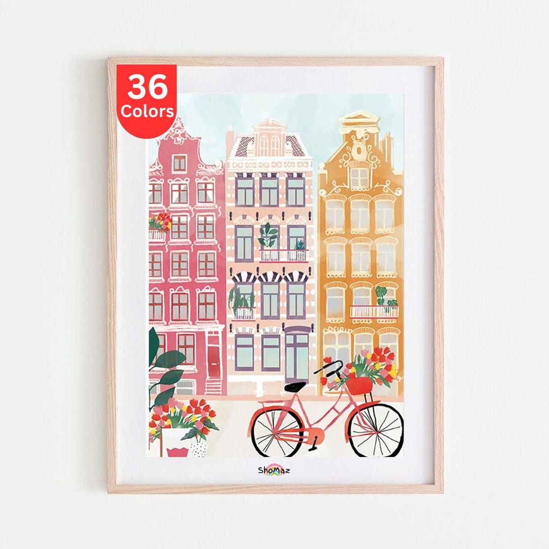 Amsterdam Street Scene Paint by Numbers Kit: DIY Dutch Cityscape Art - Etsy