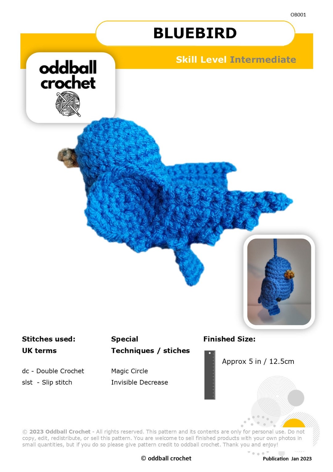 Bluebird Crochet Pattern - Etsy