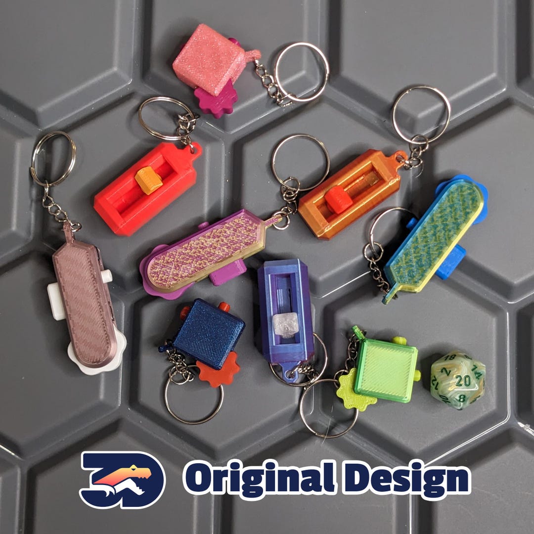 Mini Fidgets Keychain (3 Pack) - Cube, Roller/button/slider and ...