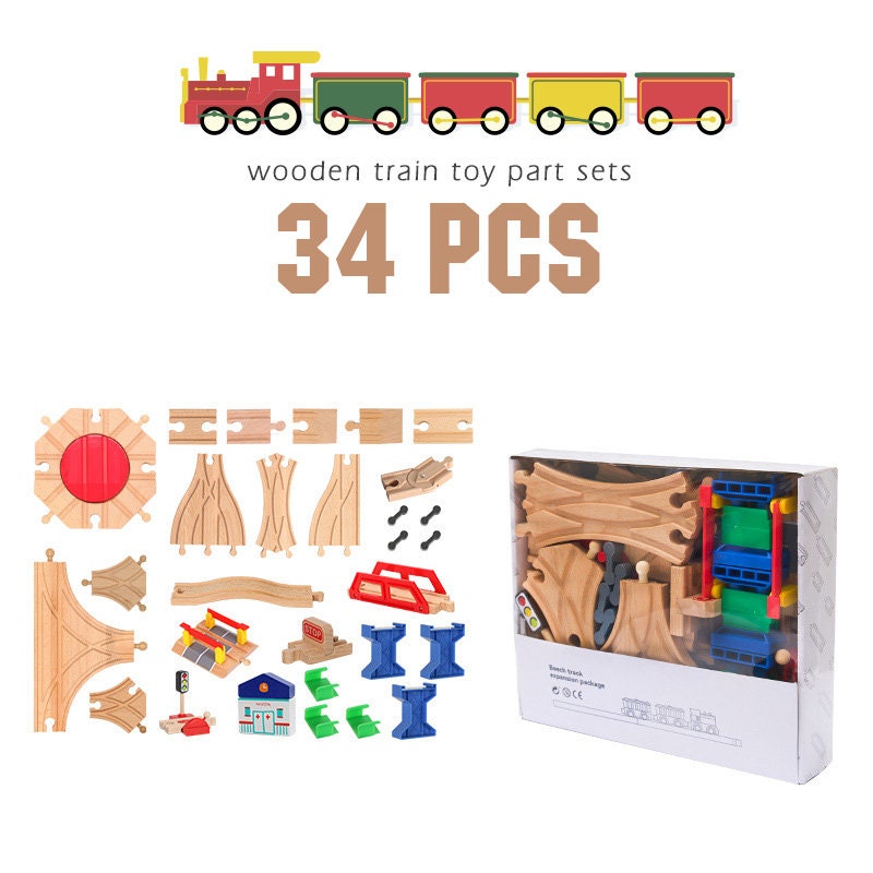 Children Train Track Set, Wooden Train Accessories Toy, Train Track ...
