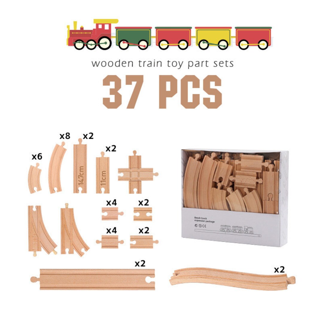Children Train Track Set, Wooden Train Accessories Toy, Train Track ...