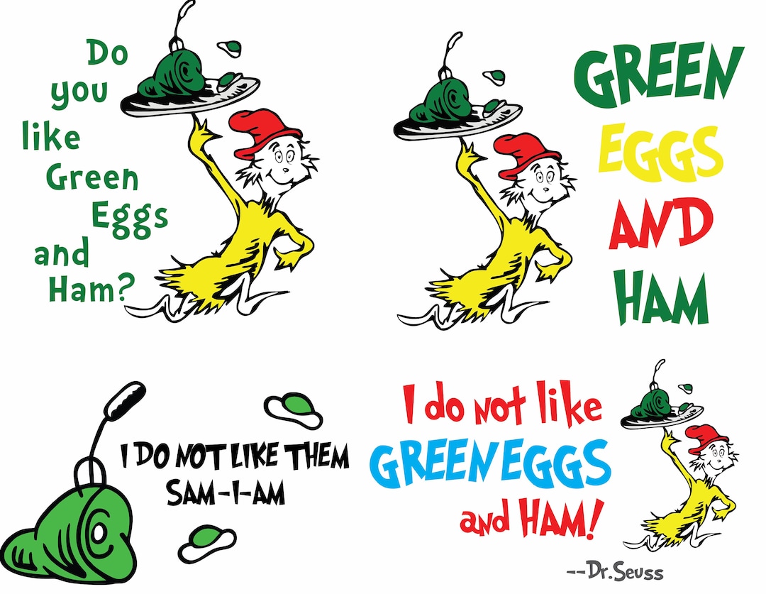 Green Eggs and Ham Svg, Dr Seuss Svg, Dr Seuss Png, Dr Seuss Bundle, I ...