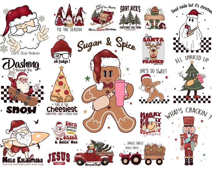 Santa Design, Holiday Dtf Prints, Ready for Press, Xmas Dtf Transfer ...