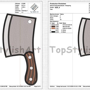 Cleaver Knife Machine Embroidery Design, Chef Knife Digitizing, Kitchen ...