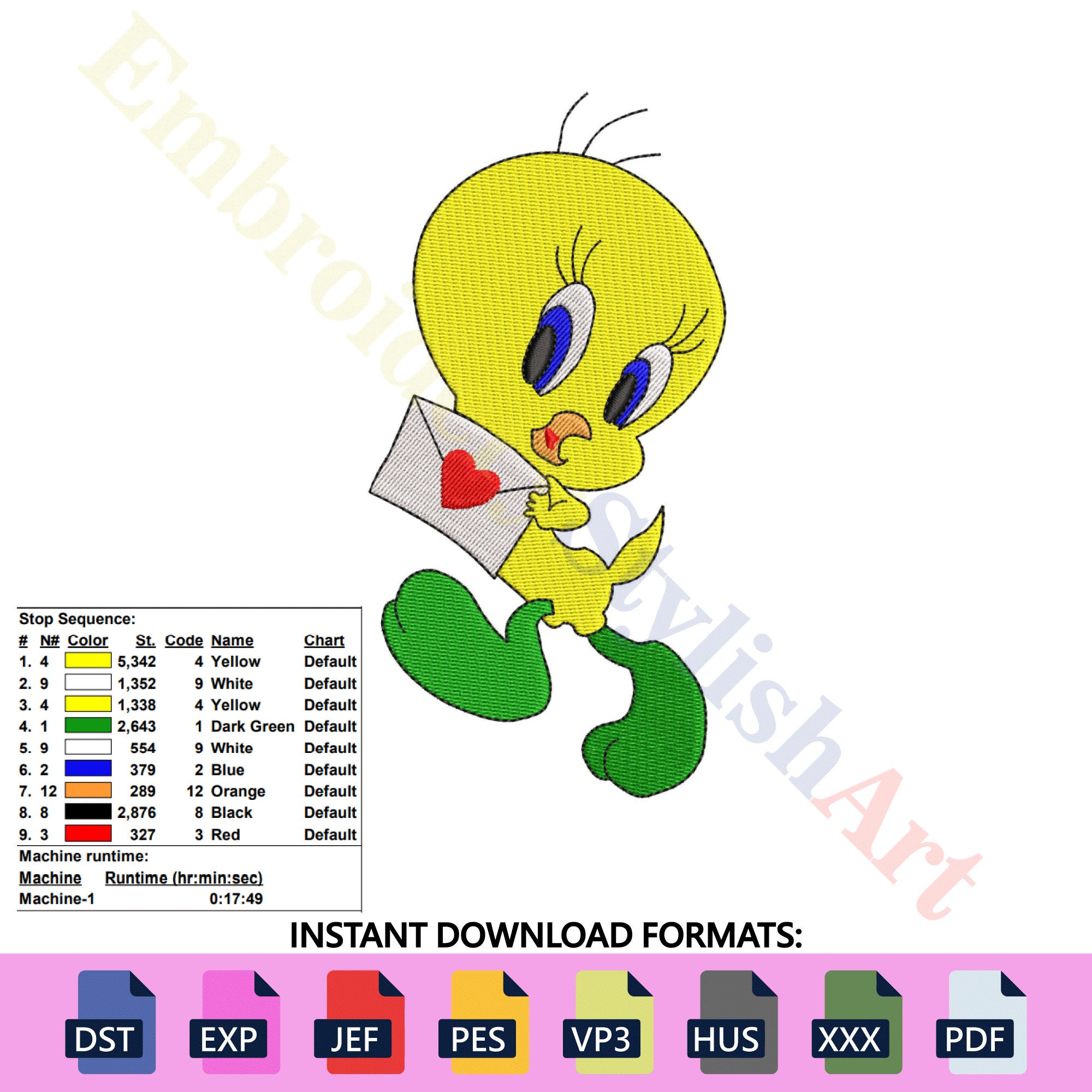 Tweety , Tweetie Embroidery Design Looney Tune Tweety Bird Flying - Etsy