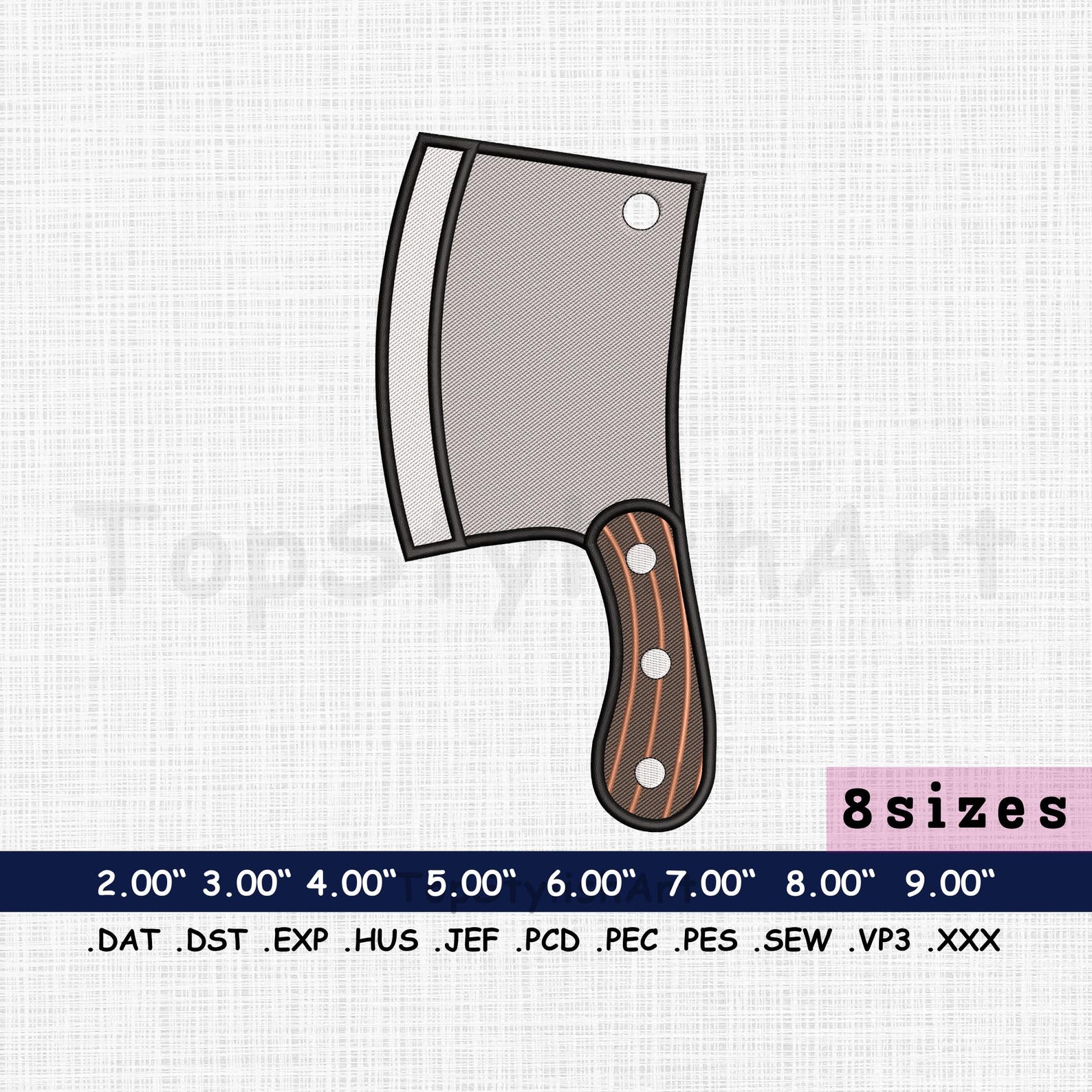 Cleaver Knife Machine Embroidery Design, Chef Knife Digitizing, Kitchen ...