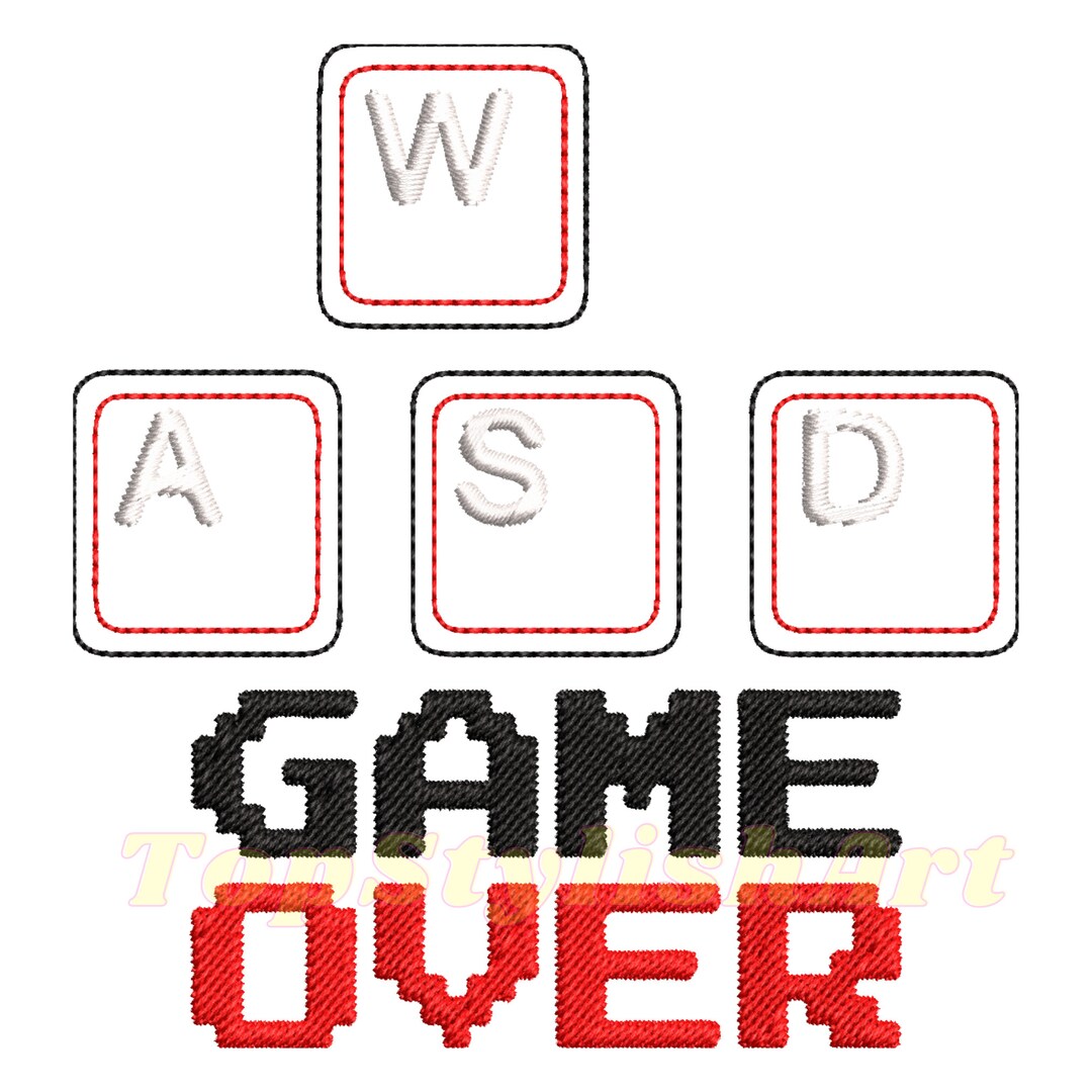 Game Over With Paying Keys Embroidery Design File Gameover Digitizing ...