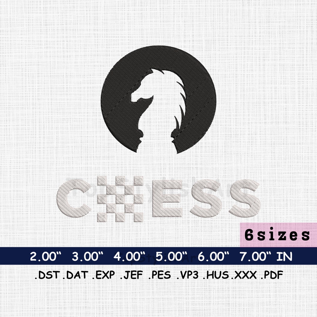 Chess Piece Embroidery Design | Strategic Mind Text Digitized Pattern ...