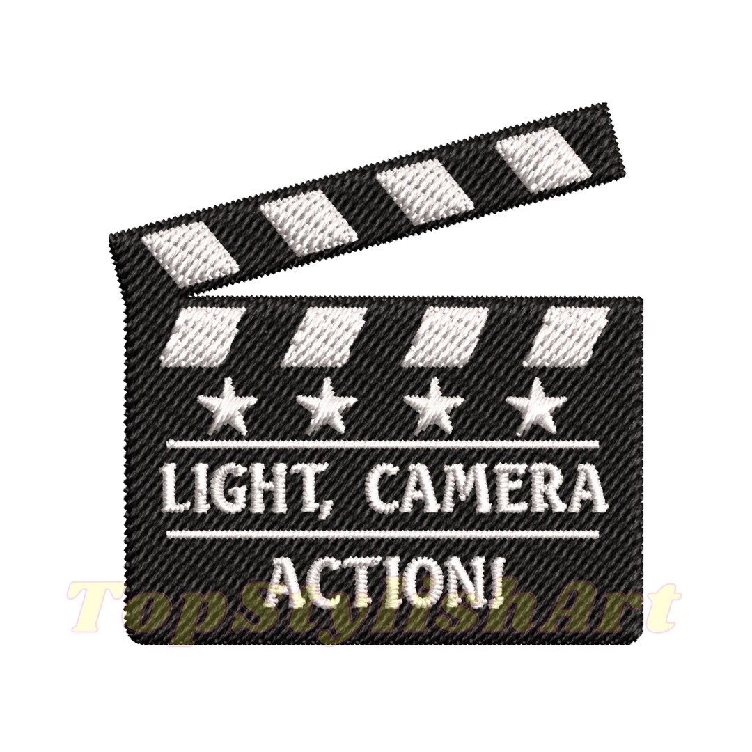 Clapper Board Embroidery Design File Lights, Camera, Action Digitizing ...