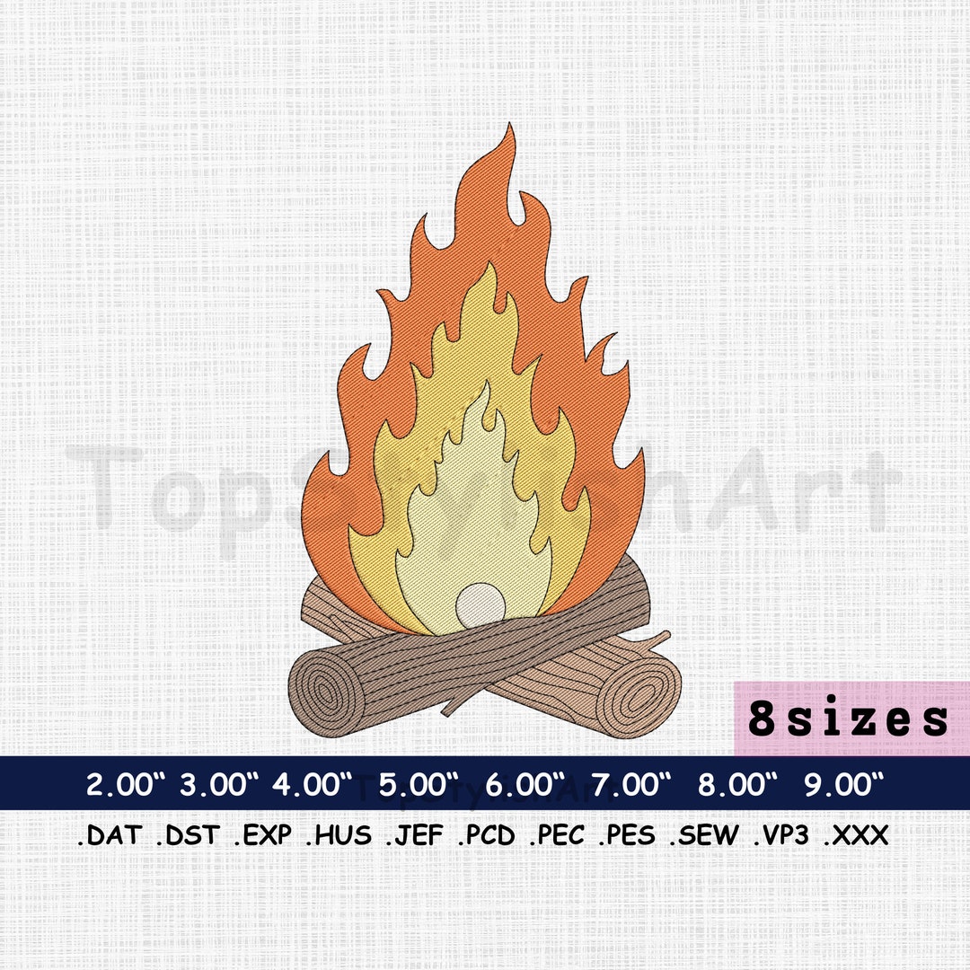 Camping Fire Machine Embroidery Design, Campfire Digitized Pattern ...