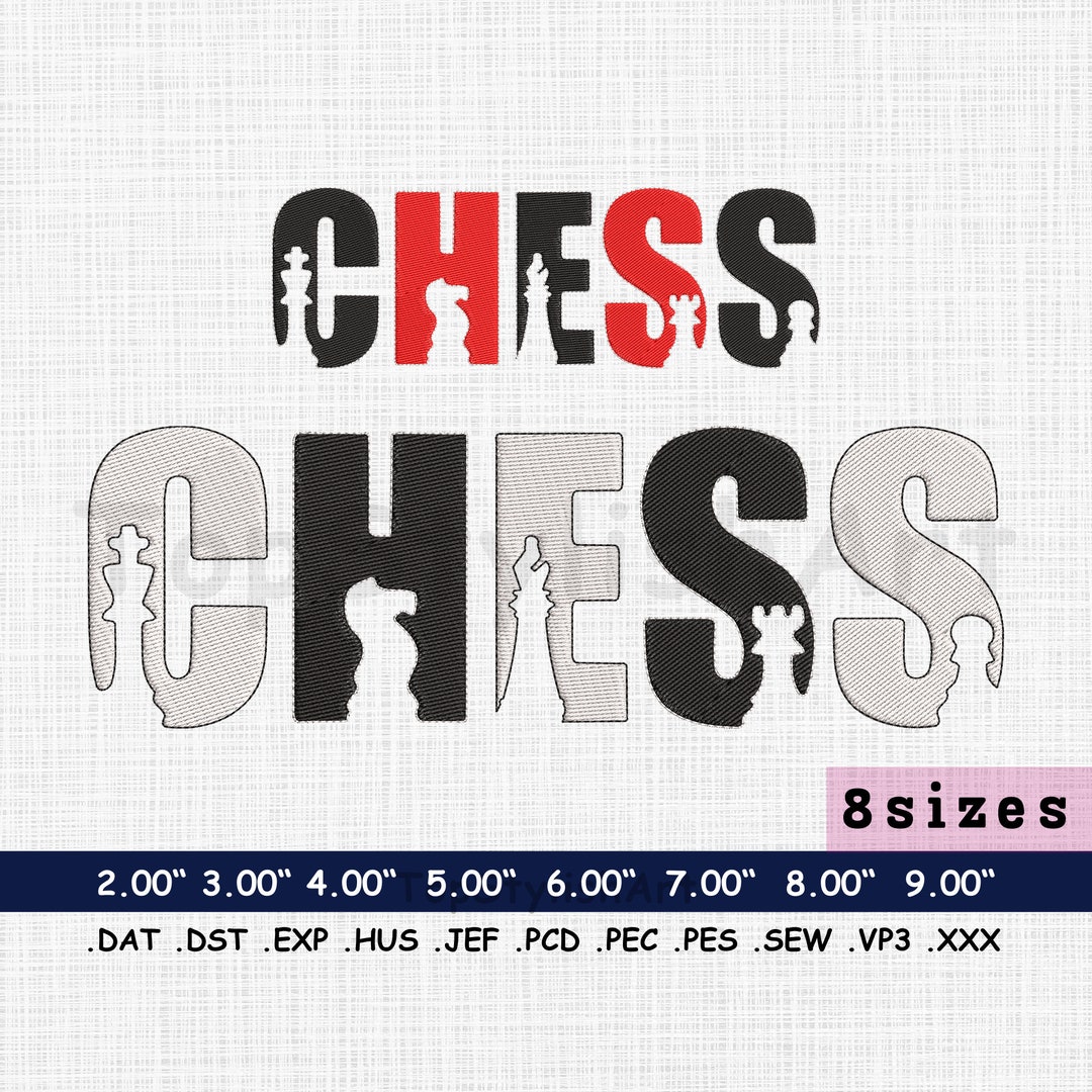Chess Typography Machine Embroidery Pattern | Modern Chess Digitized ...