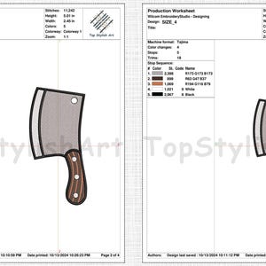 Cleaver Knife Machine Embroidery Design, Chef Knife Digitizing, Kitchen ...