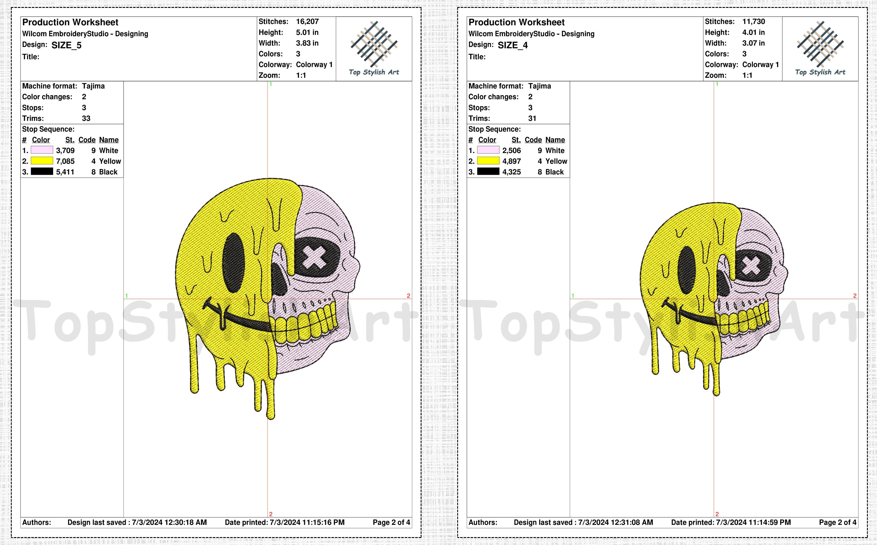 Melted Smiley Skull Embroidery Design, Unique Dripping Skull Embroidery ...