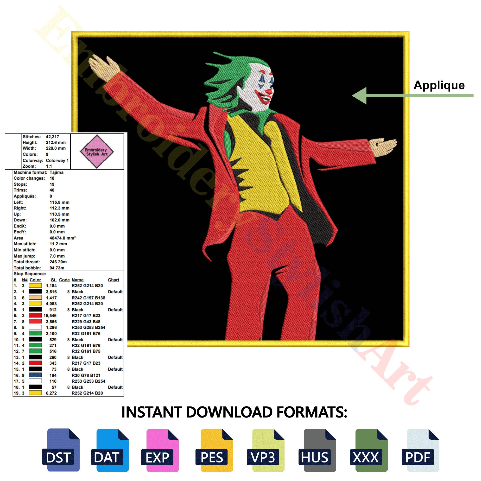 Joker Embroidery Design joker 2019 Machine Embroidery Applique Design ...