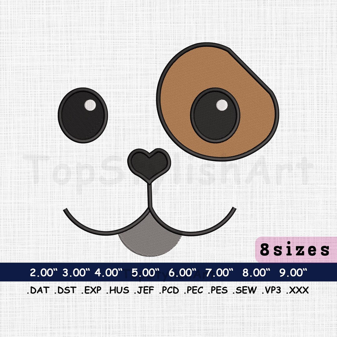 Puppy Dog Face Embroidery Design, Cute Dog Face Digitizing Embroidery ...