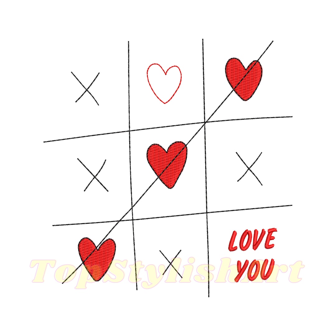 Valentine's Love Tic Tac Toe Embroidery Design | Romantic Game ...