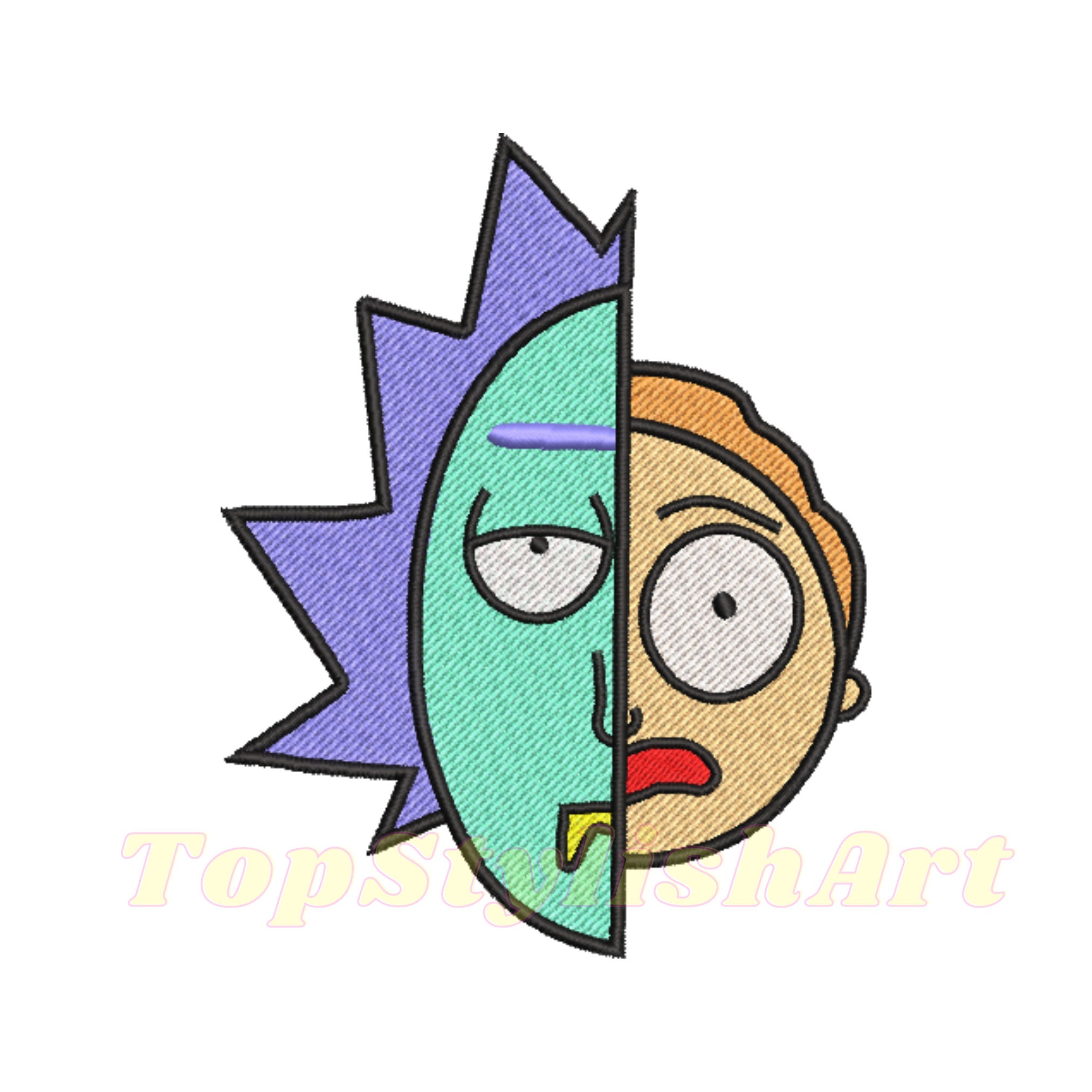 Rick and Morty FACE CUT Embroidery Design File Anime Digitizing ...