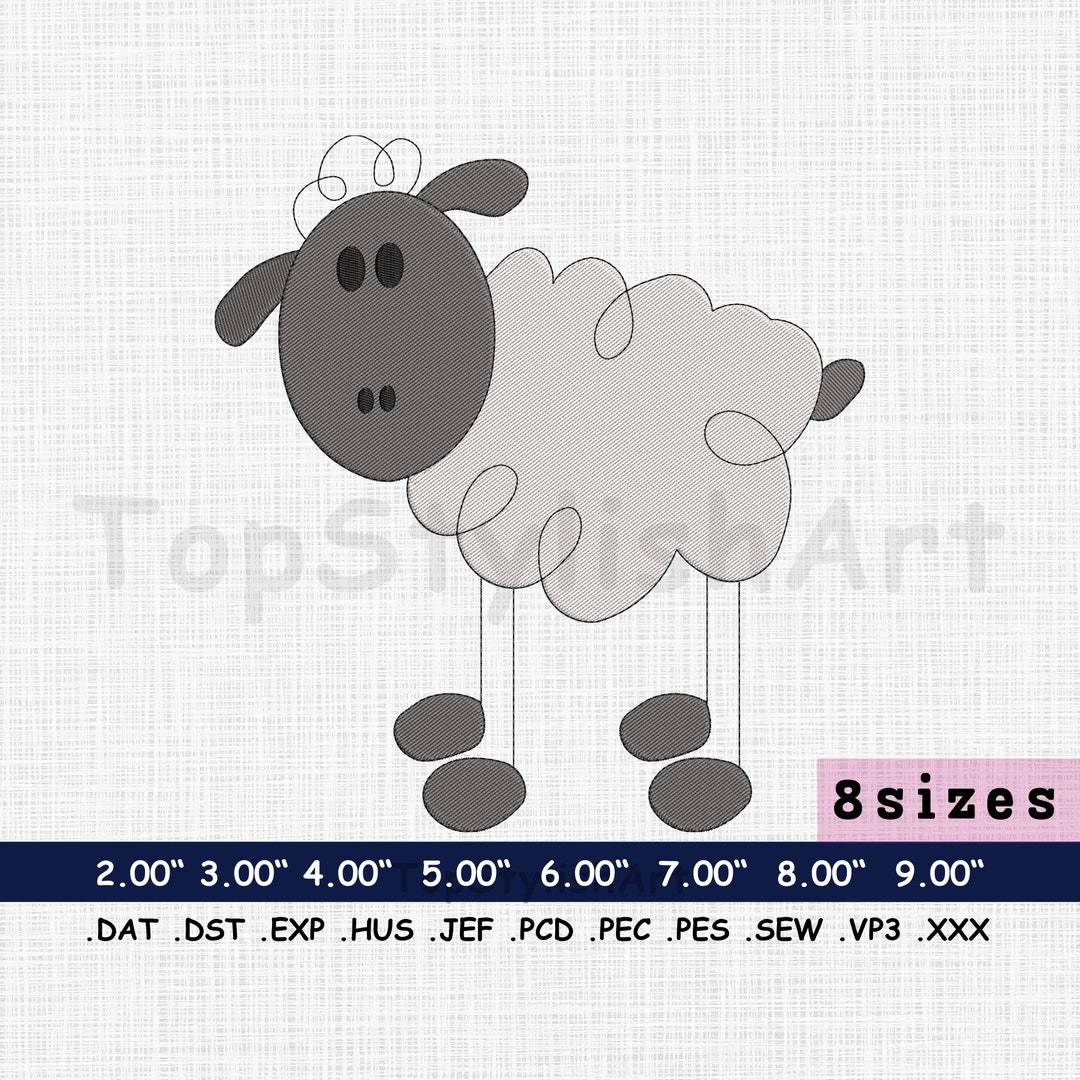 Sheep Machine Embroidery Design, Farm Animal Embroidery Pattern, Cute ...