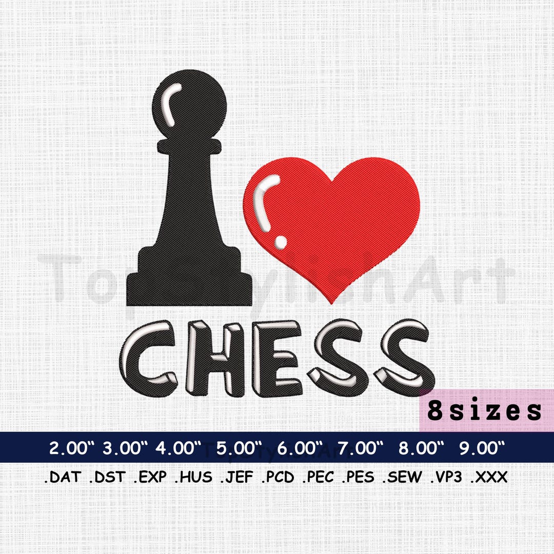Love Chess Piece Embroidery Design | Strategic Mind Text Digitized ...