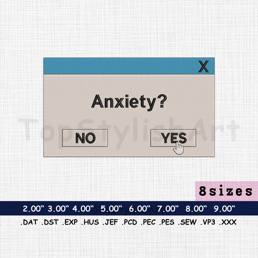 Anxiety Humor Machine Embroidery Design File- Mental Health Patch ...