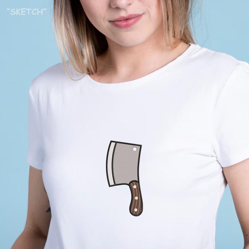 Cleaver Knife Machine Embroidery Design, Chef Knife Digitizing, Kitchen ...