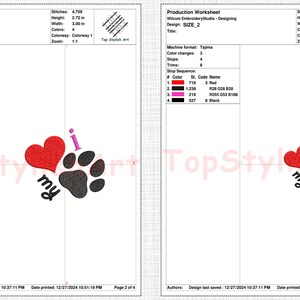 I Love My Dog Machine Embroidery Design, Paw Print Digitizing ...
