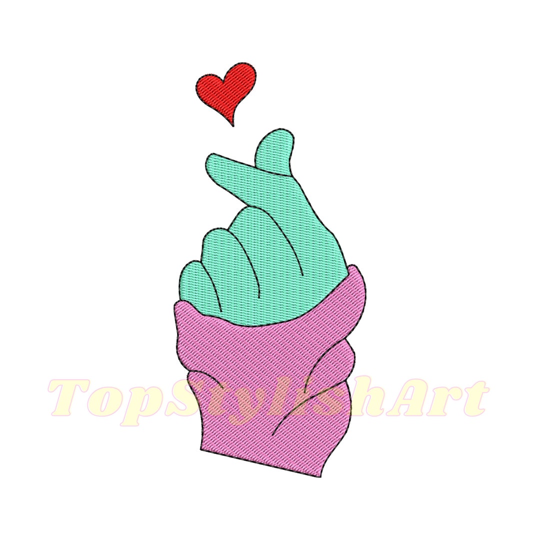 Hand Gesture and Heart Embroidery Design | Loving Sign Language ...