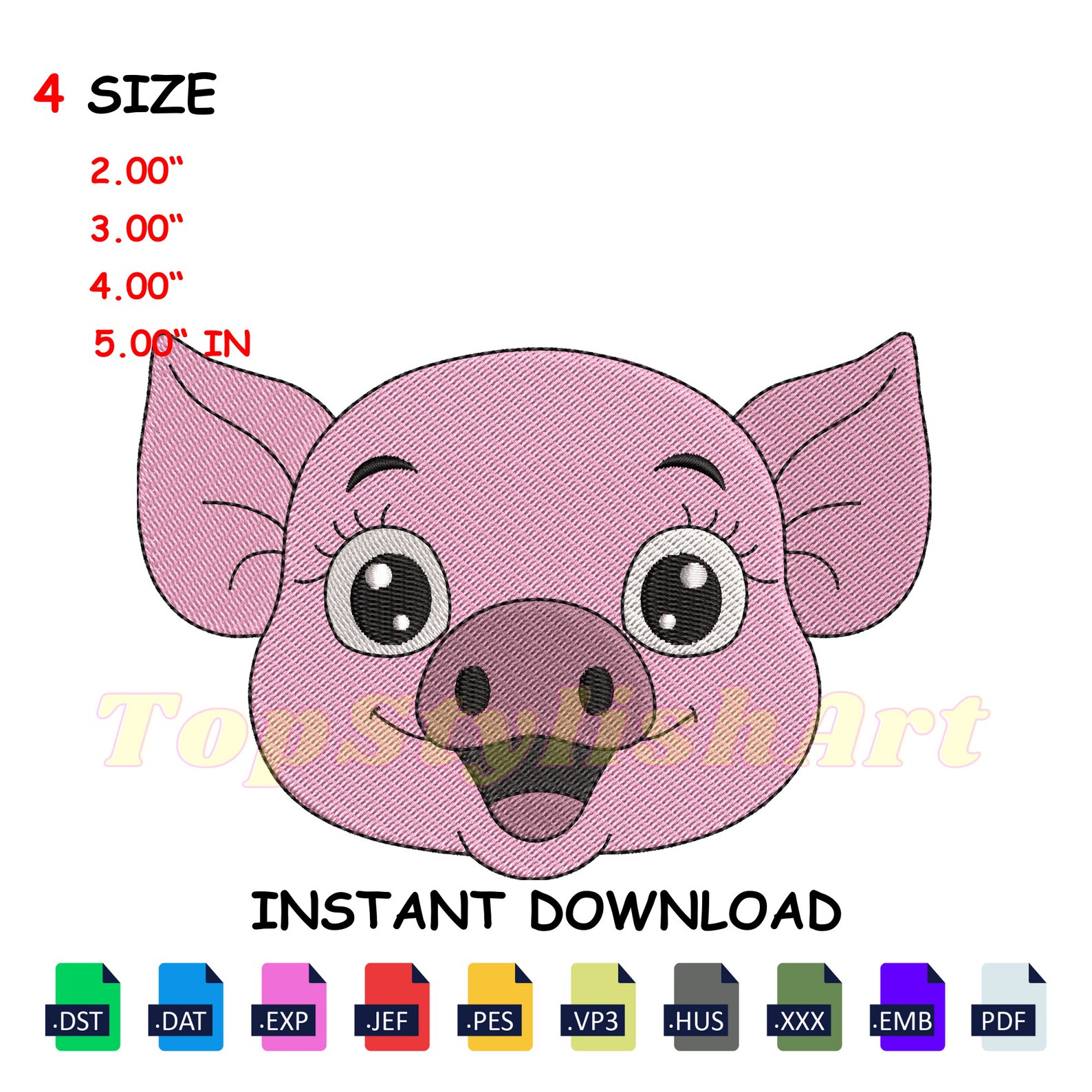 Baby Cute Pig Machine Embroidery Design Adorable Piglet Pattern in 4 ...