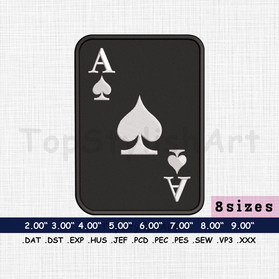 Ace of Spades Machine Embroidery Design, Playing Cards Machine ...