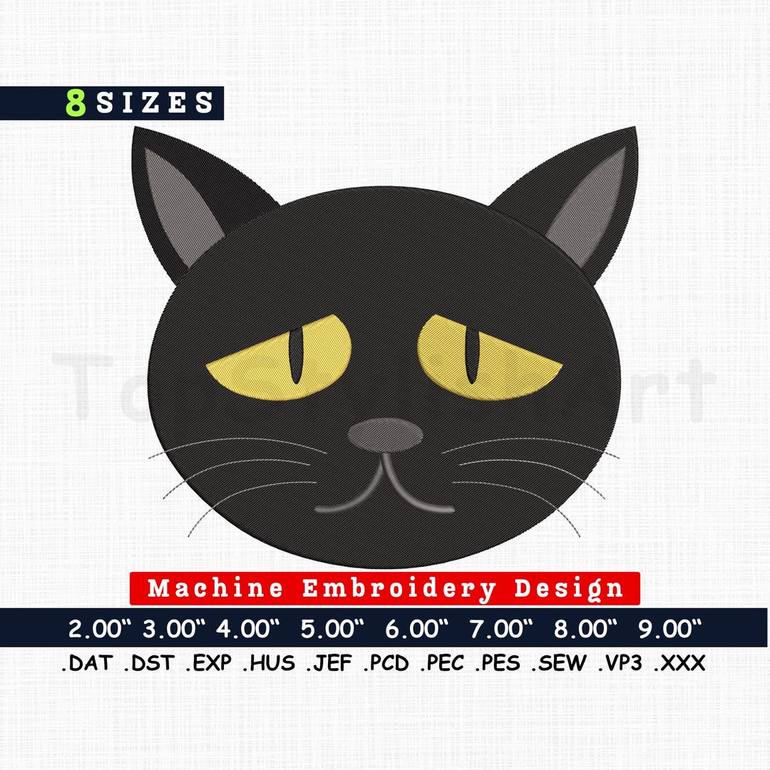 Cute Cats Machine Embroidery Design, Pet Digitized Pattern, Grumpy ...