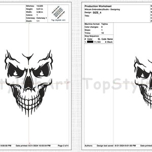Skull Halloween Machine Embroidery Design, Cool Skull Machine ...