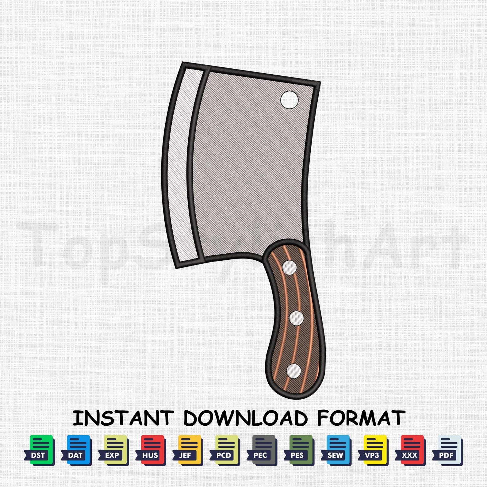 Cleaver Knife Machine Embroidery Design, Chef Knife Digitizing, Kitchen ...