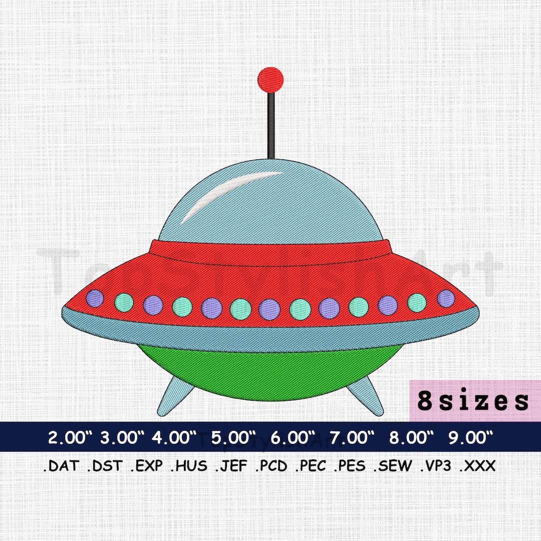 Colorful UFO Machine Embroidery Design, Alien Spaceship Machine ...